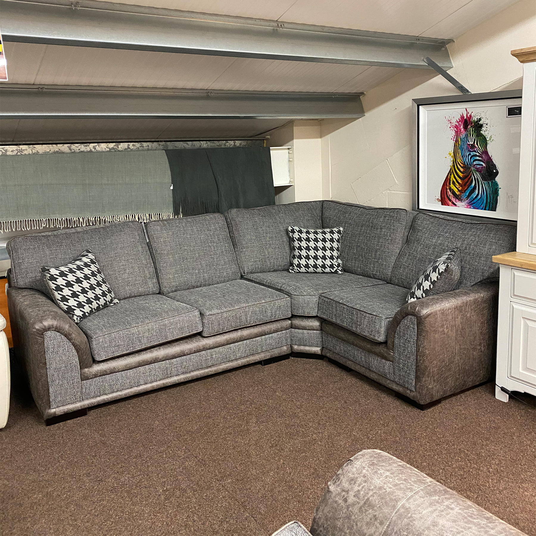 Hadleigh Corner Suite - Grey Fabric - Progressive Furnishings