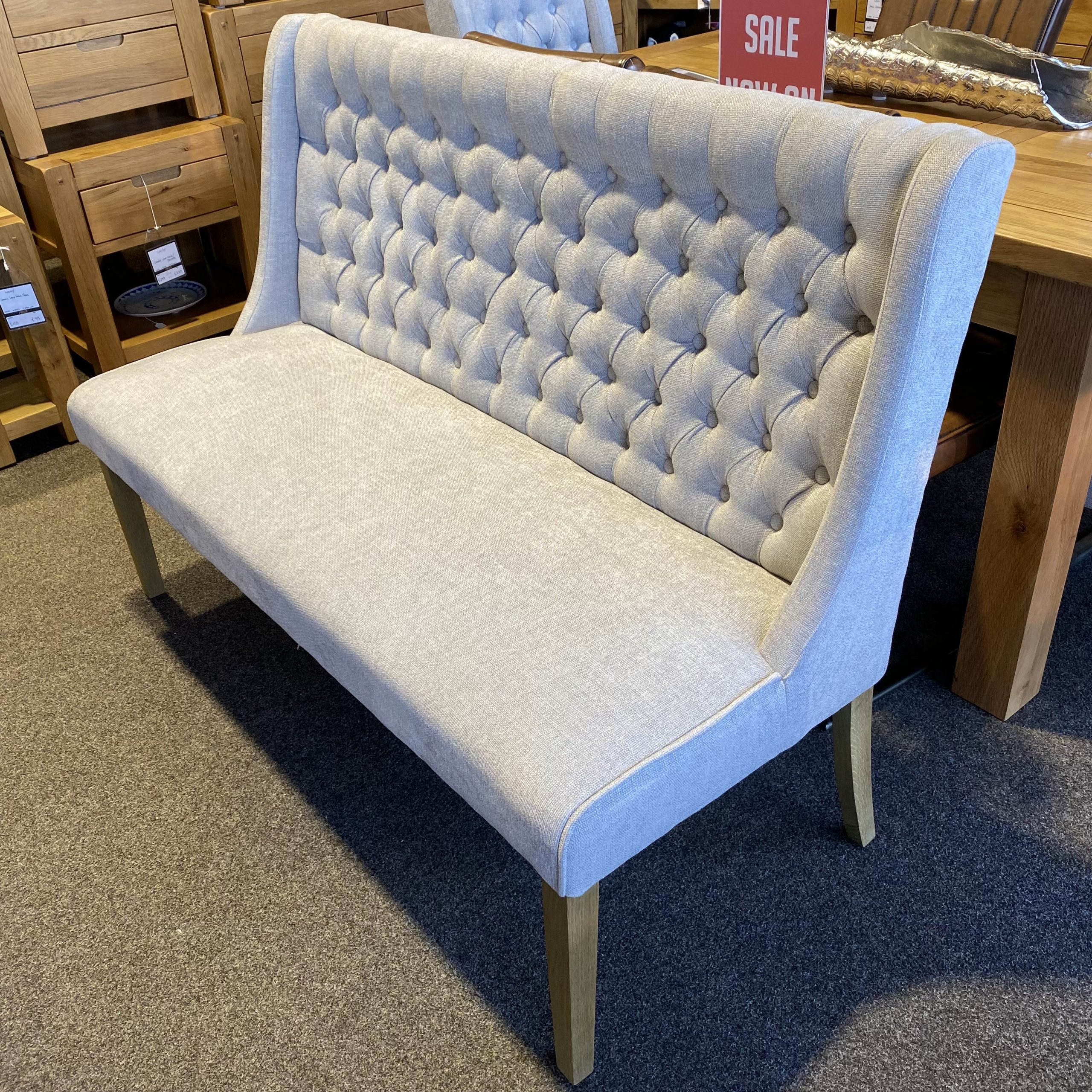 Hampton Fabric Bench 1.4m – Stone - Progressive Furnishings