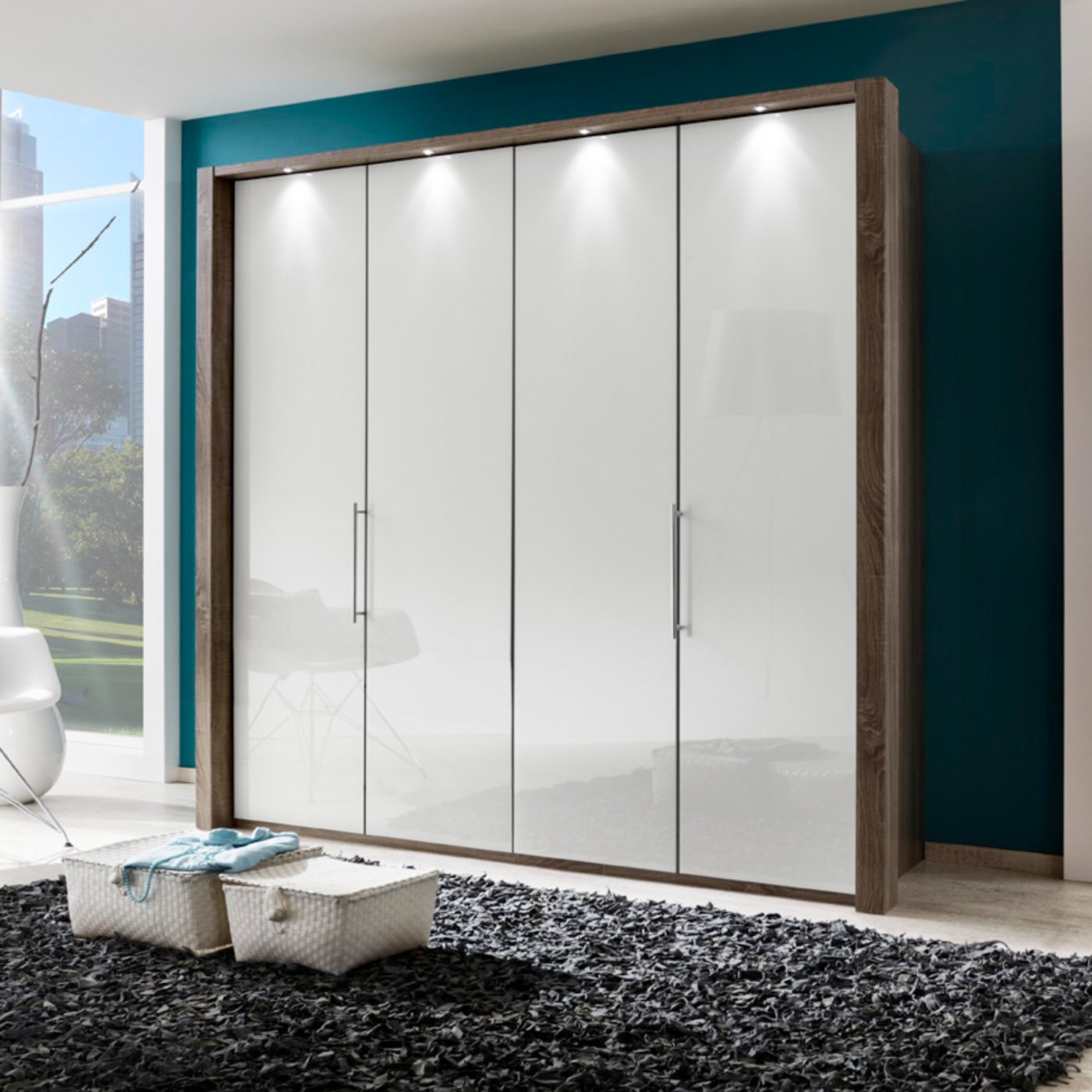 Diego – 4 Doors (Magnolia) - 2m Long Wardrobe – Semi-Fitted Wardrobe ...
