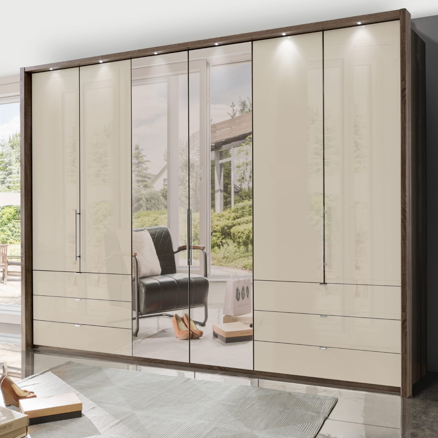 Diego – 6 Door Champagne Semi-Fitted Wardrobe - Progressive Furnishings