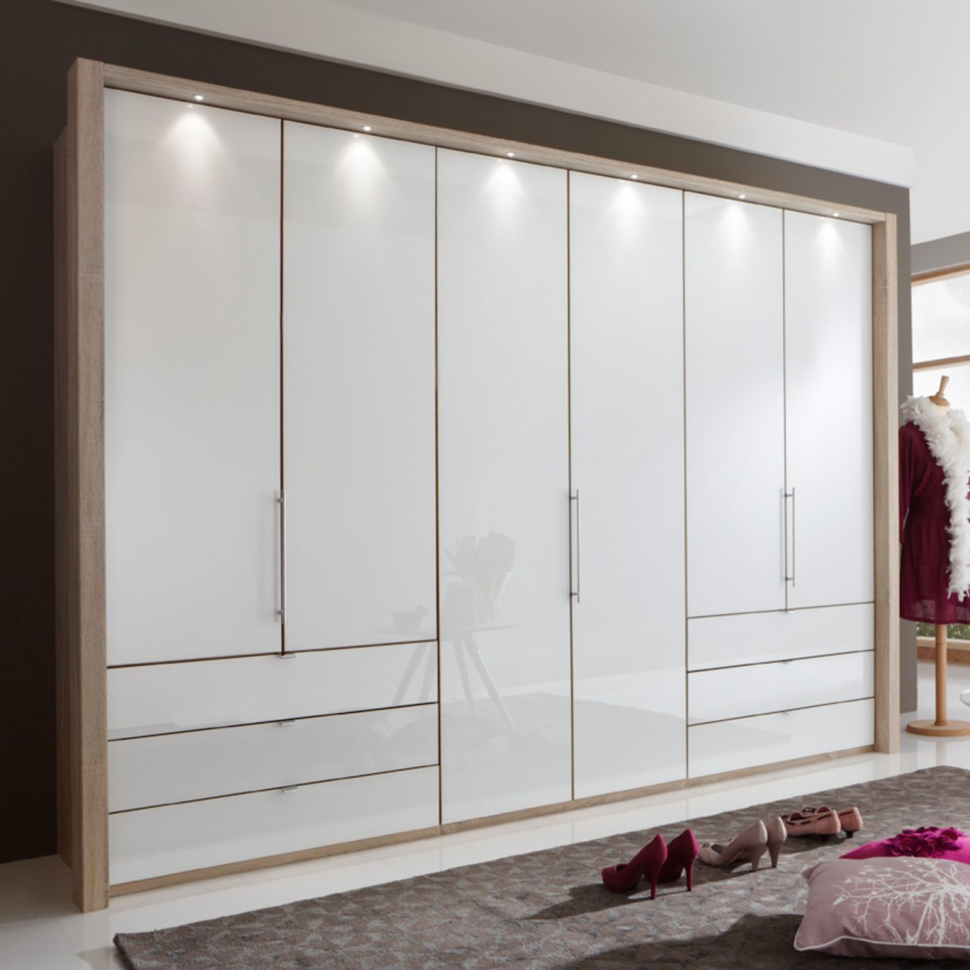 Diego – 6 Door White Semi-Fitted Wardrobe - Progressive Furnishings