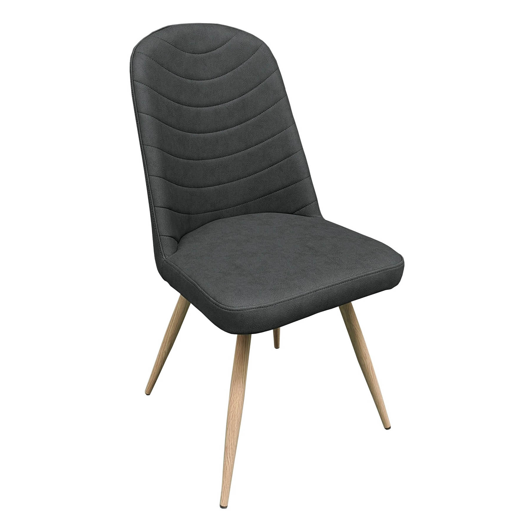 Oslo Wave Dining Chair - Dark Grey PU - Progressive Furnishings
