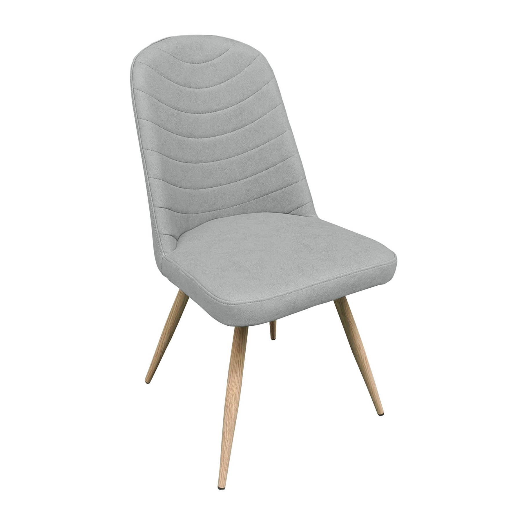 Oslo Wave Dining Chair - Light Grey PU - Progressive Furnishings